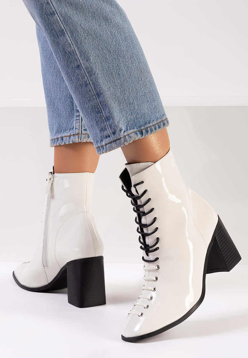 Botine cu toc Semeda albe - Zapatos