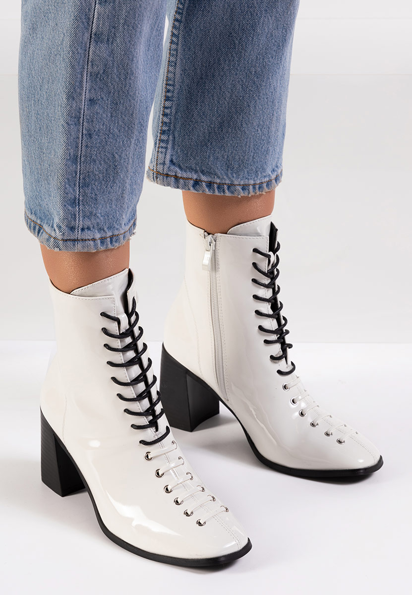Botine cu toc Semeda albe - Zapatos