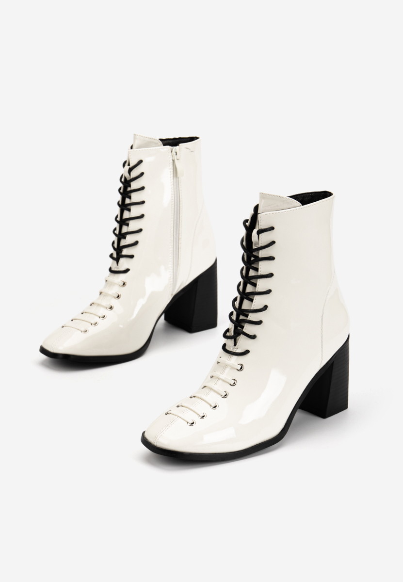 Botine cu toc Semeda albe - Zapatos