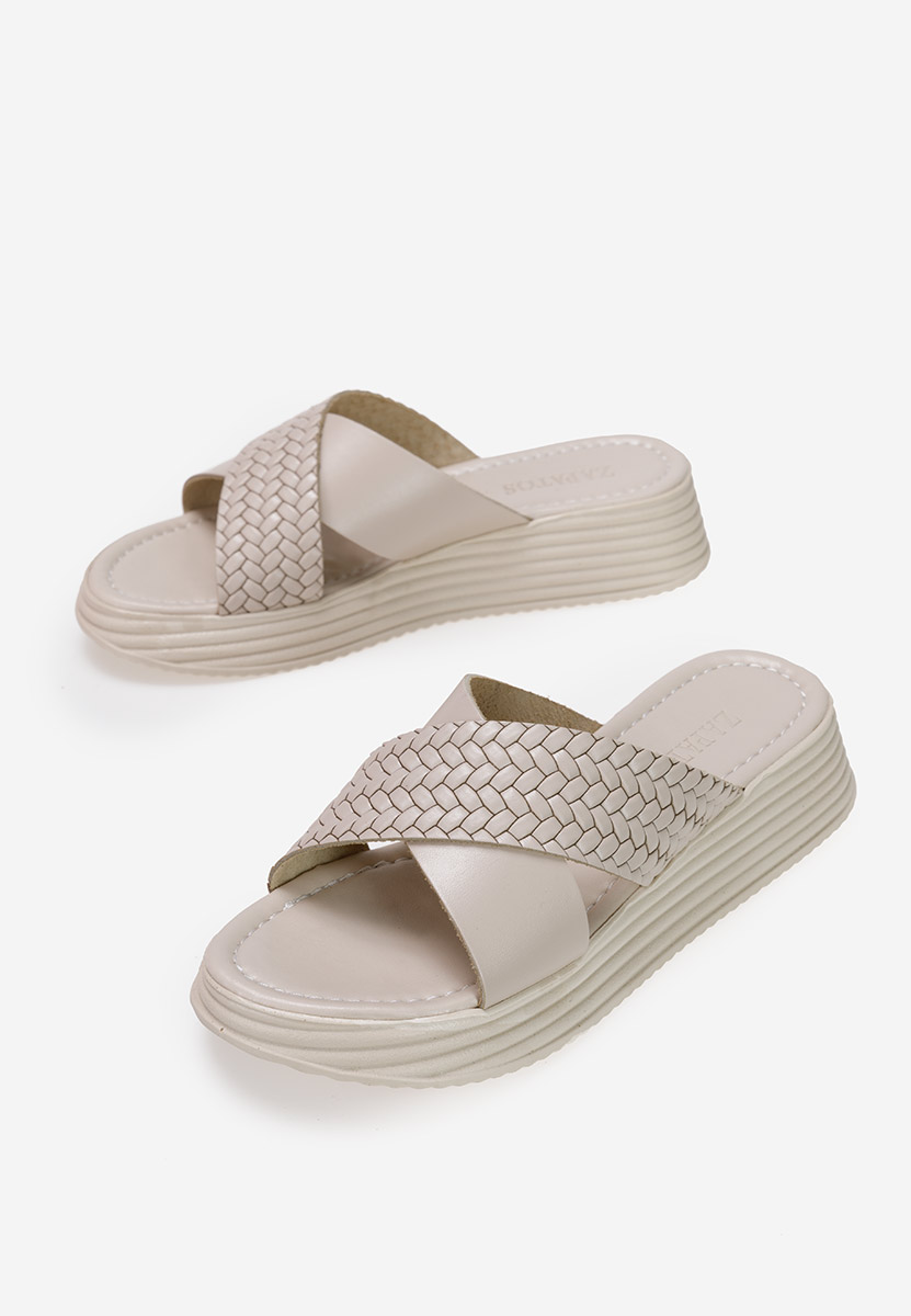 Papuci dama piele Grado bej - Zapatos