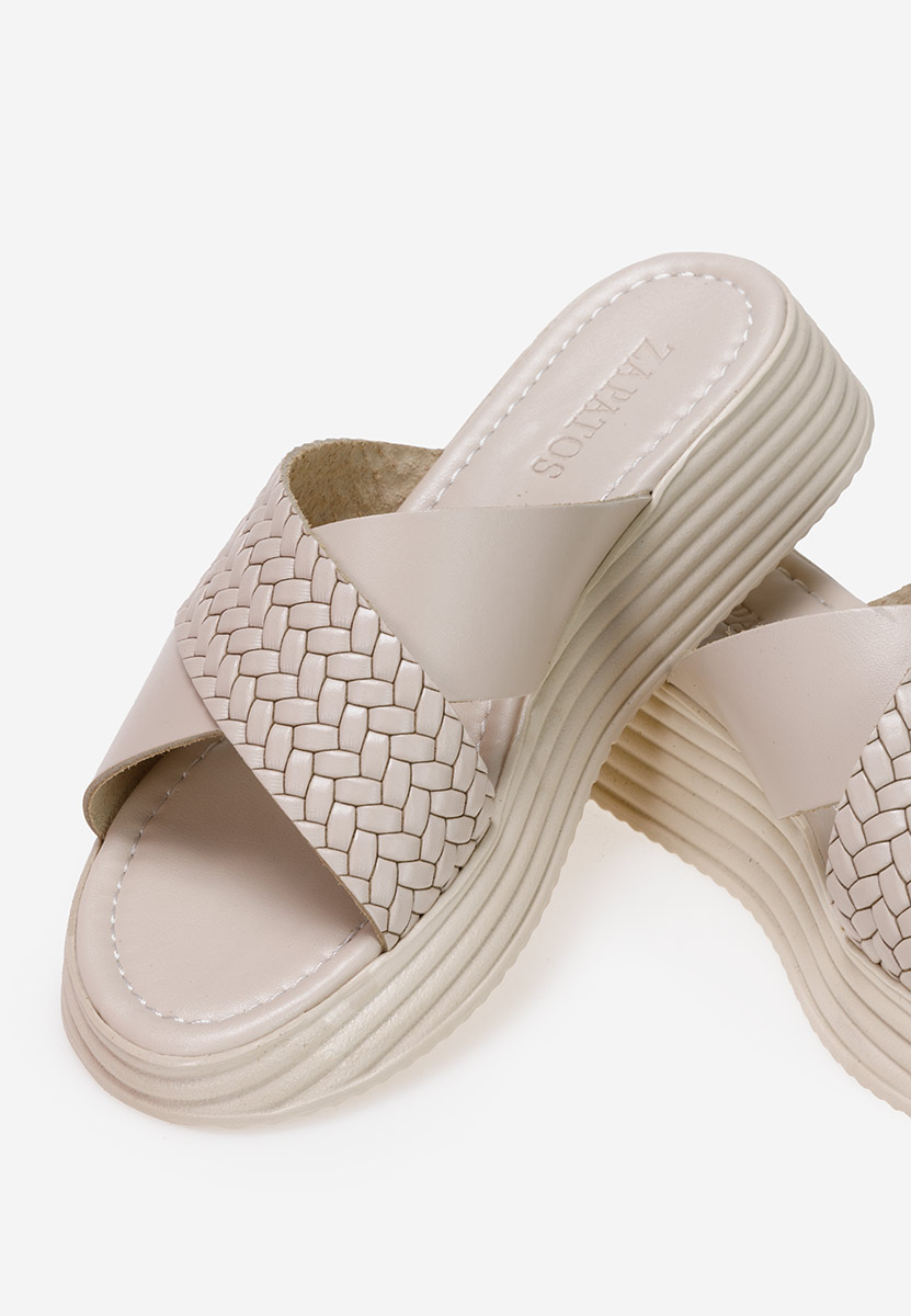 Papuci dama piele Grado bej - Zapatos