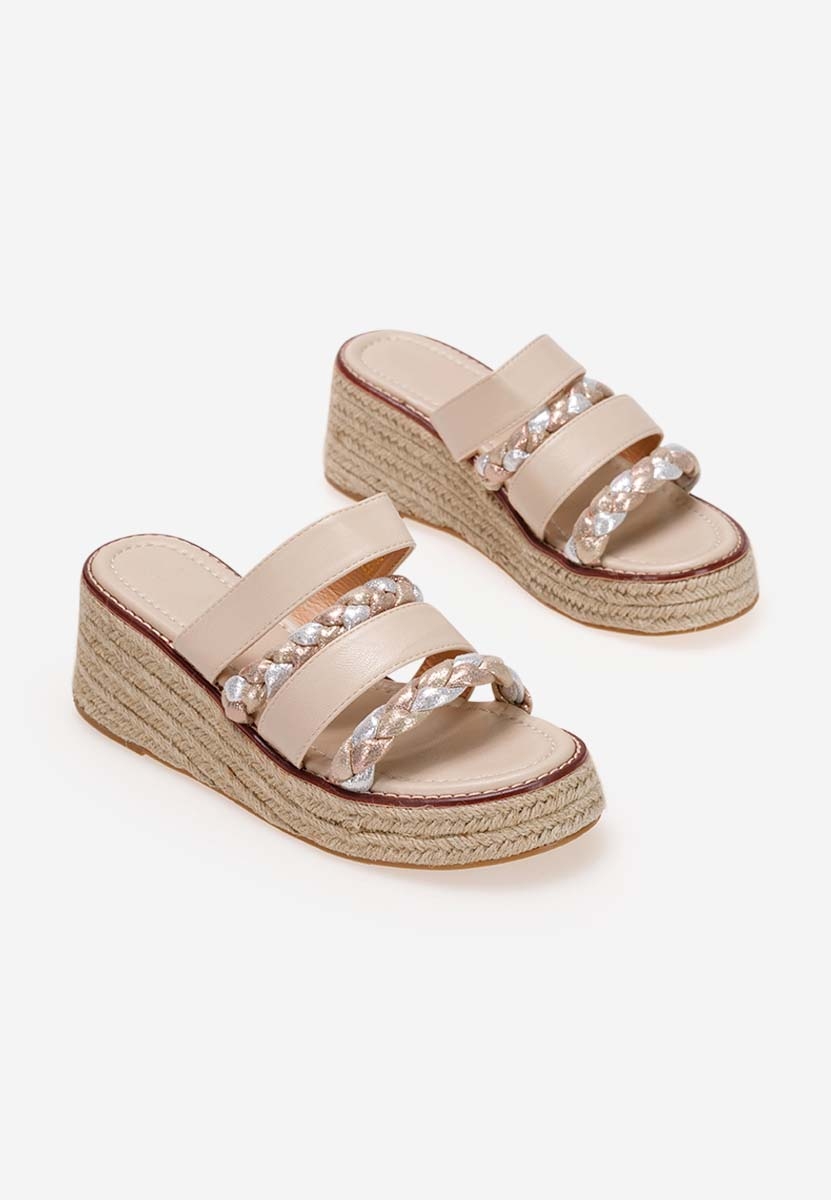 Papuci cu platforma Parida bej - Zapatos