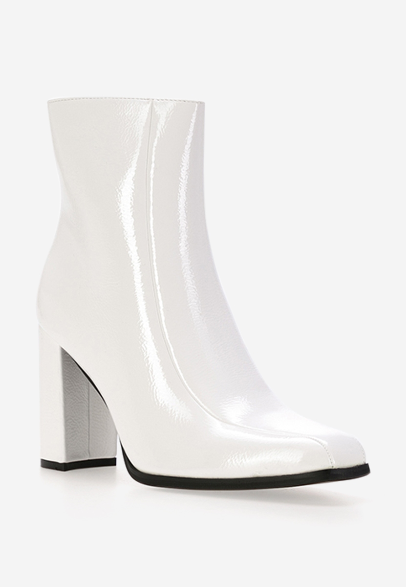 Botine cu toc gros albe Fraja - Zapatos
