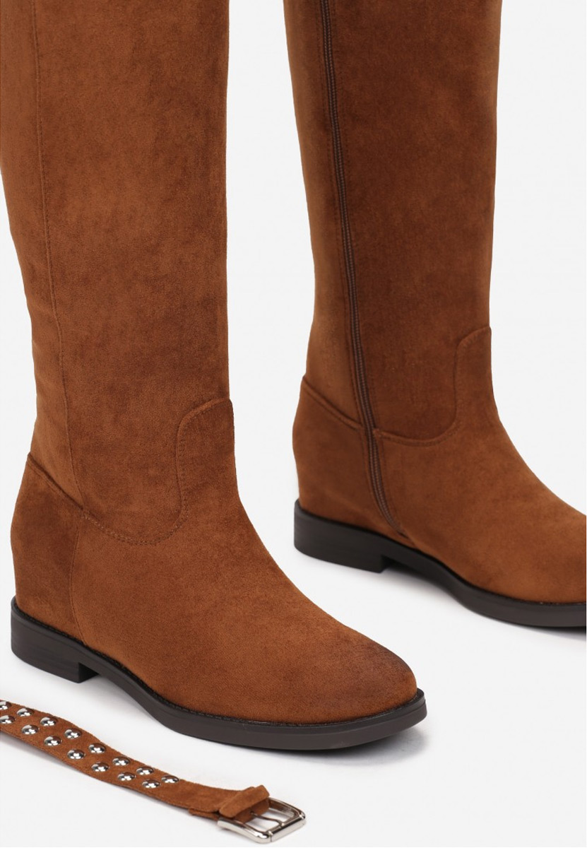 Cizme cu platforma ascunsa camel Aguasia - Zapatos