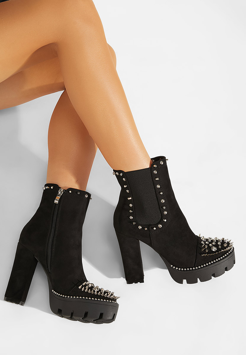 Botine cu toc gros negre Sadine V3 - Zapatos