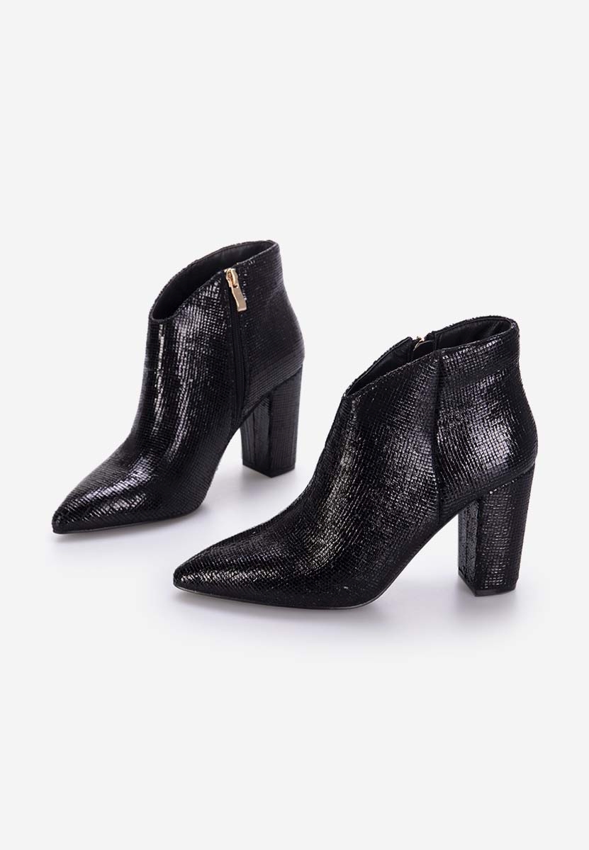 Botine cu toc gros negre Fermisa - Zapatos
