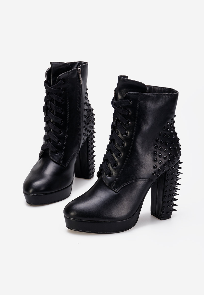 Botine cu toc gros negre Tosinia - Zapatos