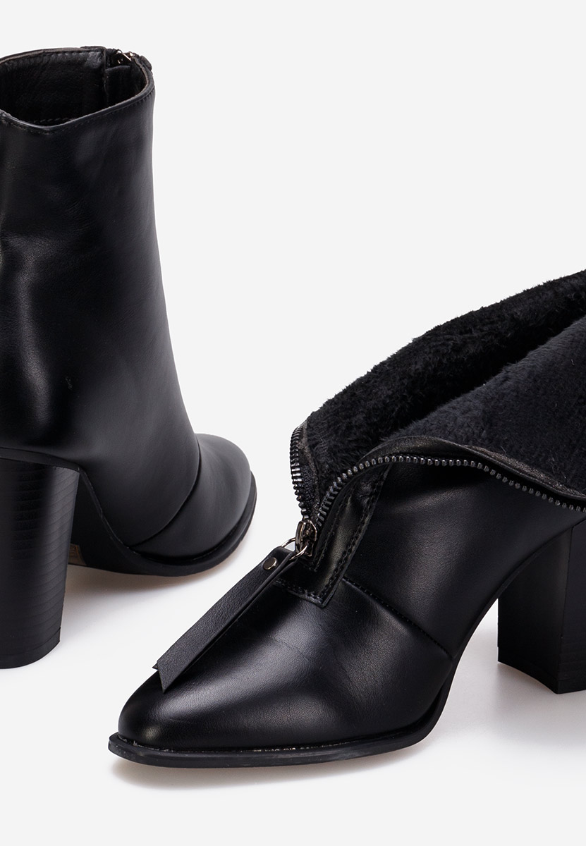 Botine cu toc gros negre Mogona - Zapatos