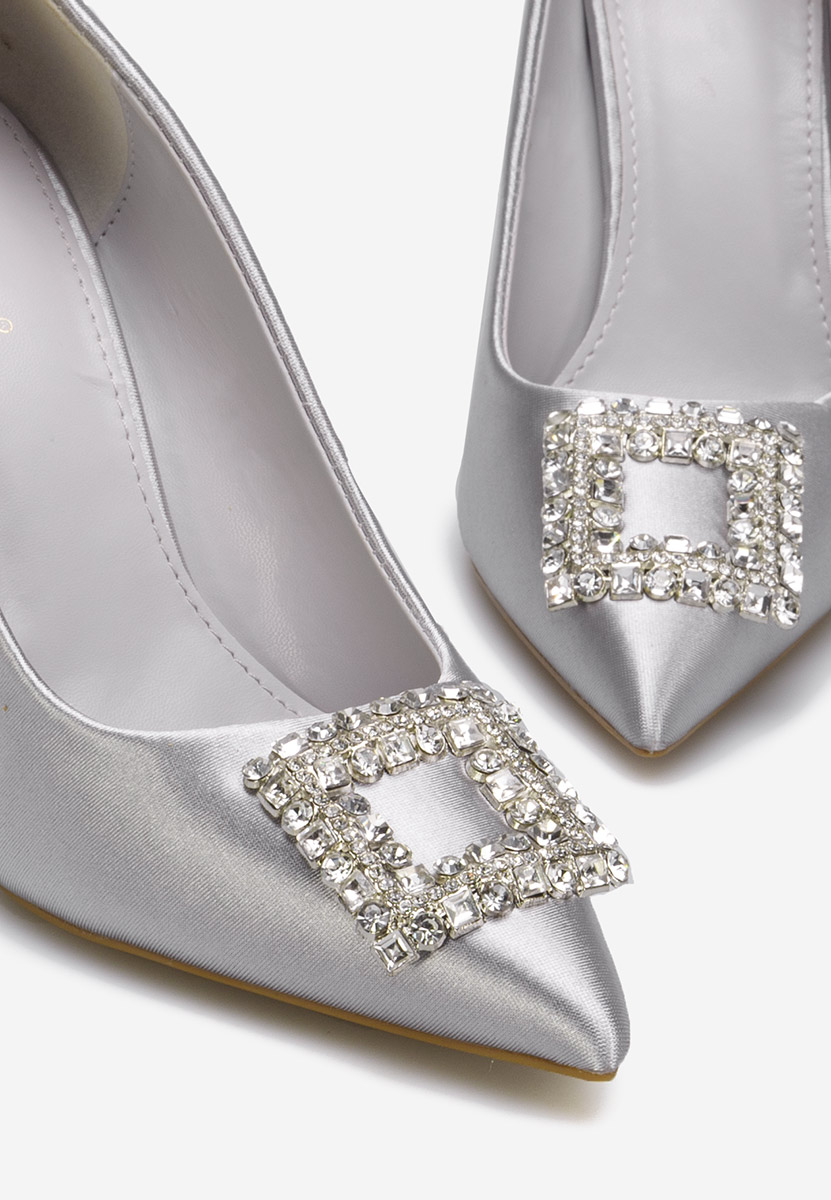 Pantofi stiletto argintii Leonida S - Zapatos