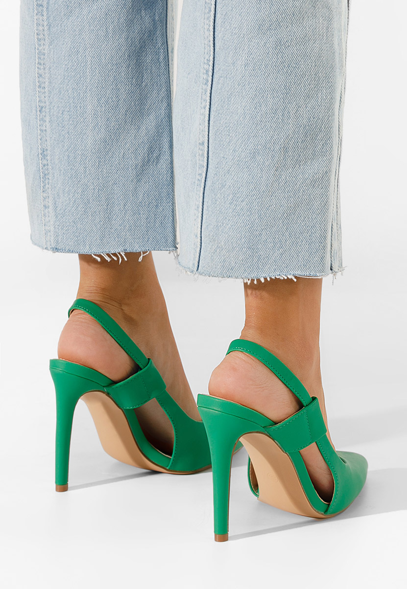 Pantofi stiletto slingback Luna verzi - Zapatos