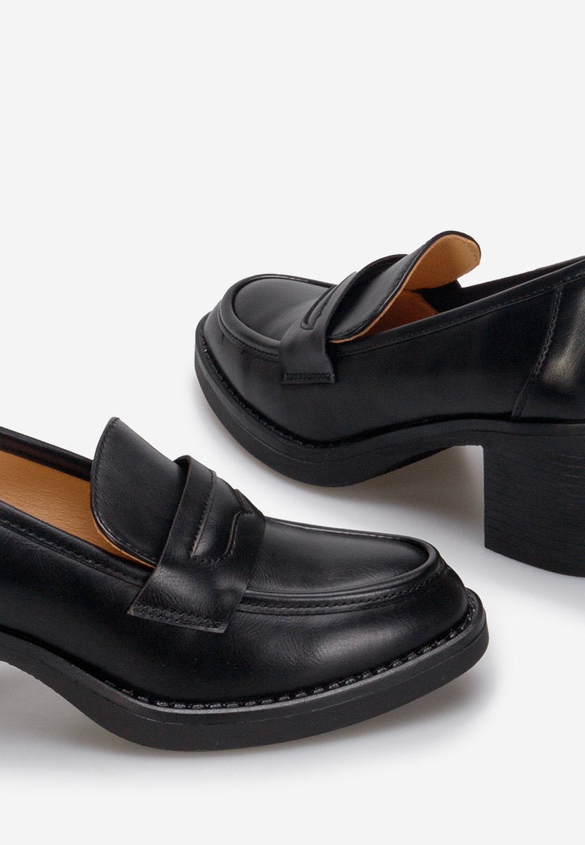 Mocasini dama cu toc Valeria negri - Zapatos