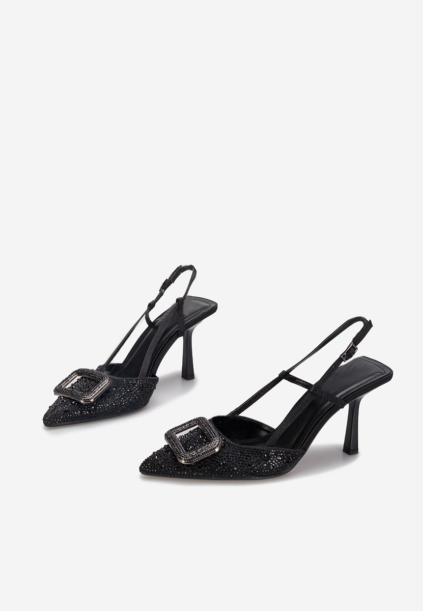 Pantofi stiletto slingback Crystal negri - Zapatos