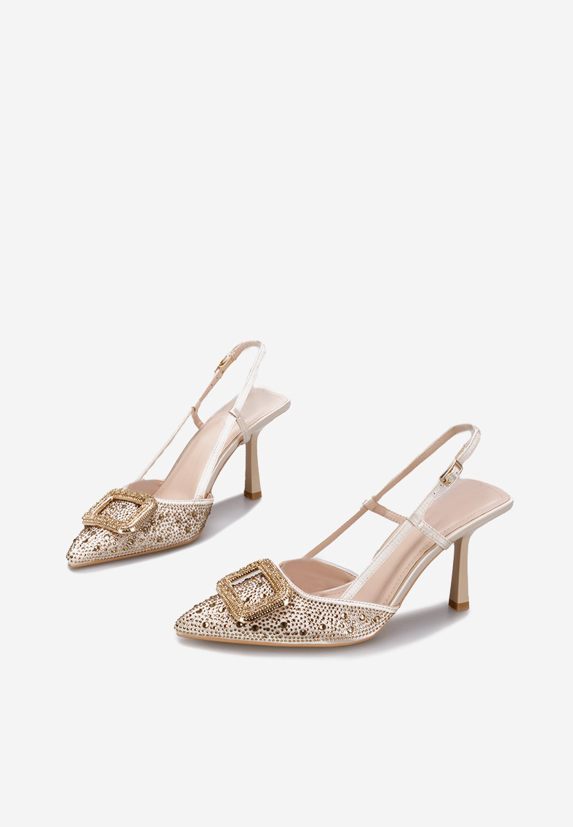 Pantofi cu toc stiletto Crystal aurii - Zapatos