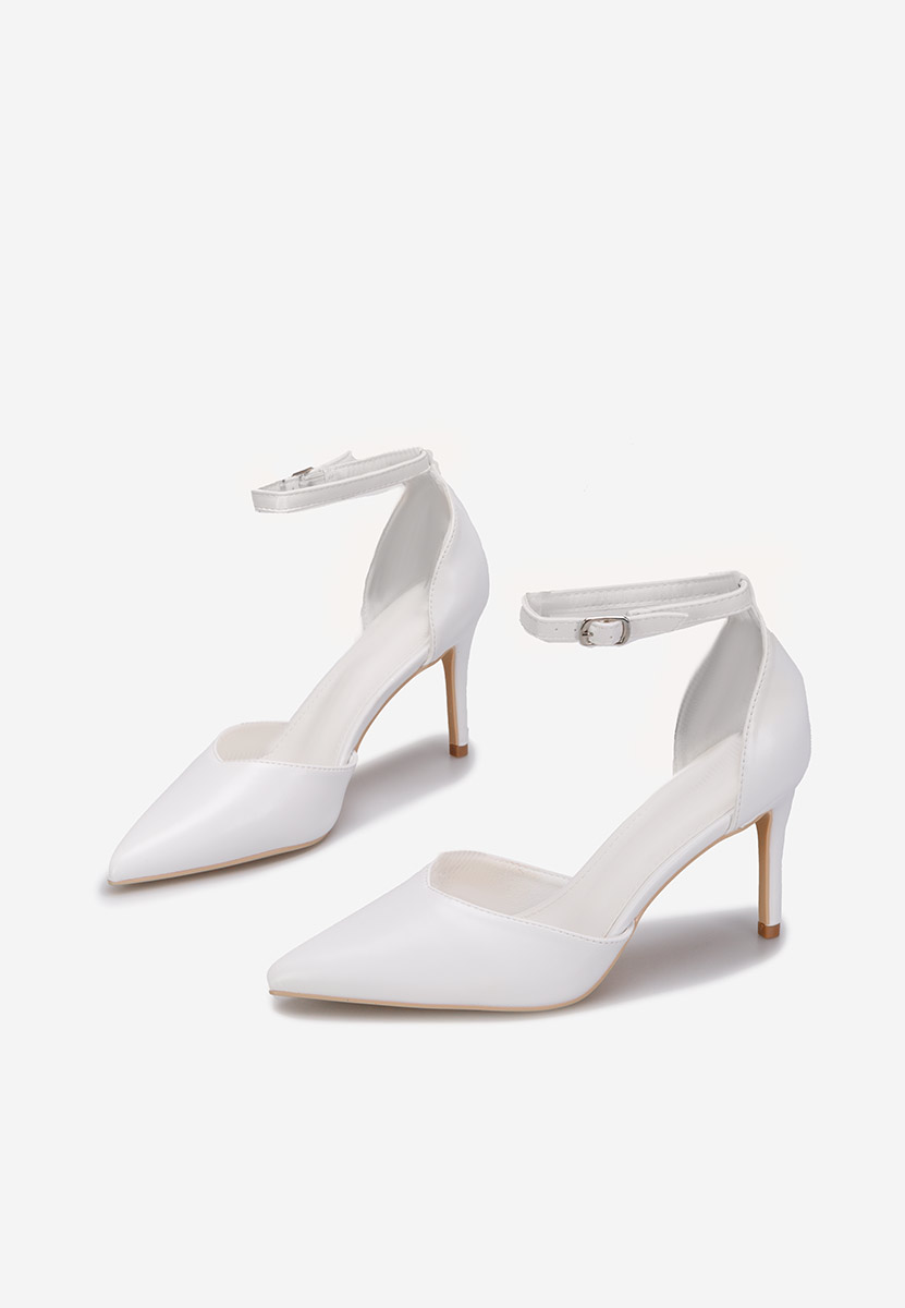 Pantofi cu toc stiletto Sevyna albi - Zapatos