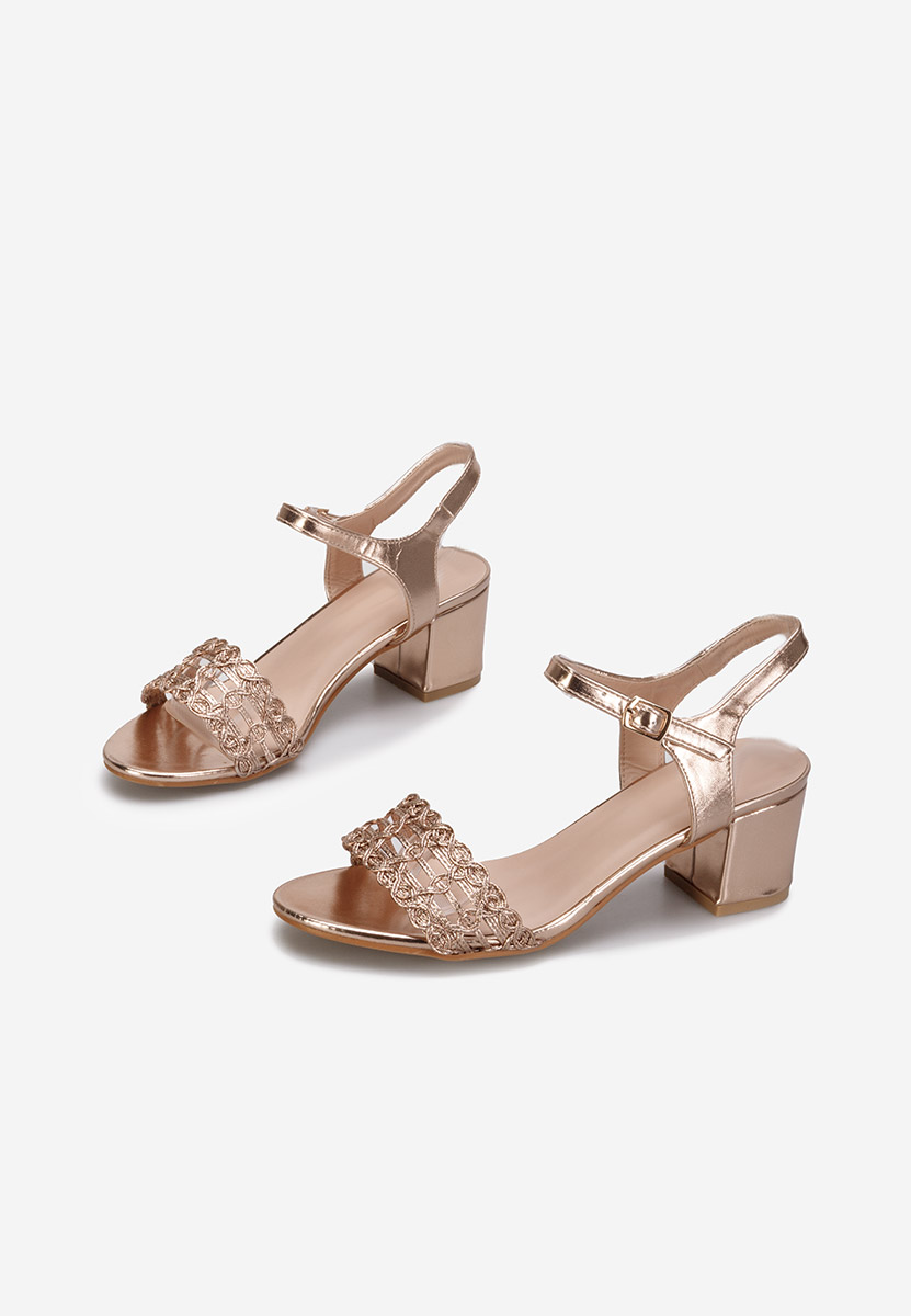 Sandale elegante cu toc mic Soraya champagne - Zapatos