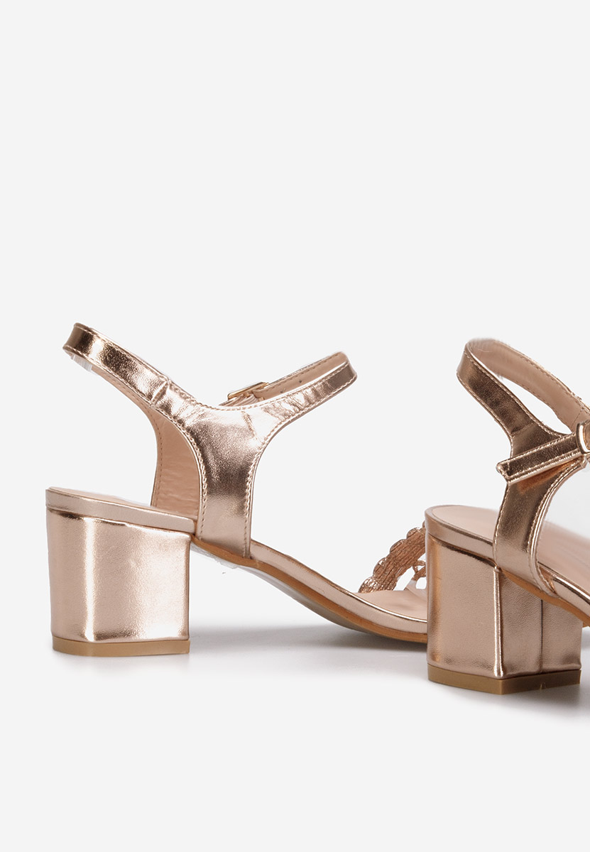 Sandale elegante cu toc mic Soraya champagne - Zapatos