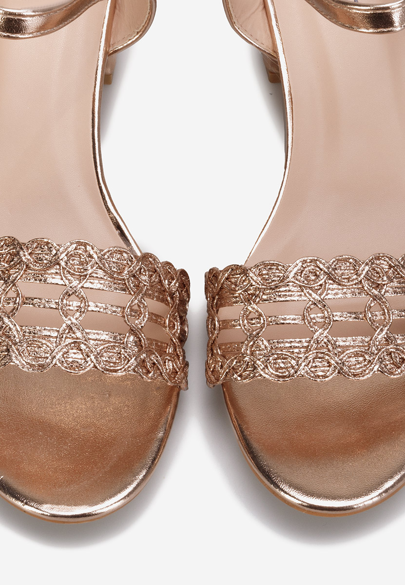 Sandale elegante cu toc mic Soraya champagne - Zapatos