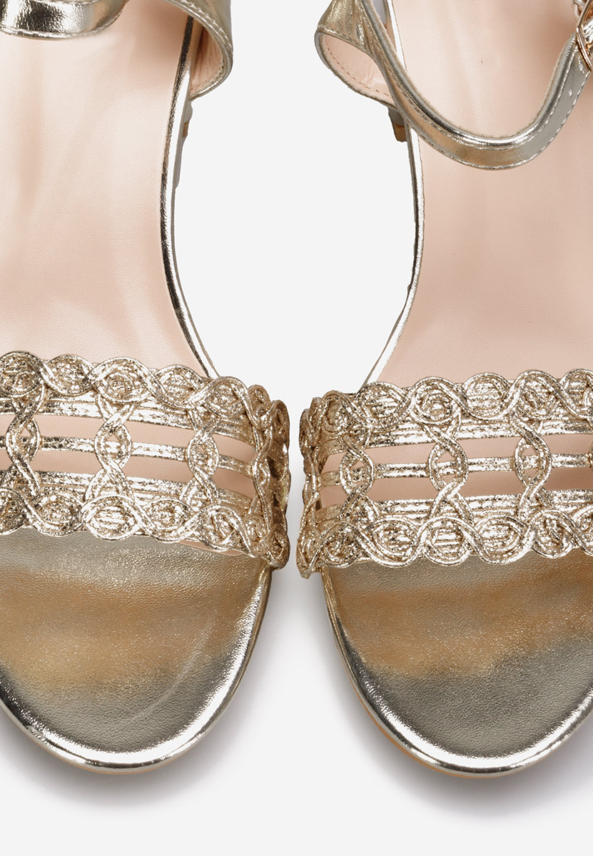 Sandale elegante cu toc mic Soraya aurii - Zapatos