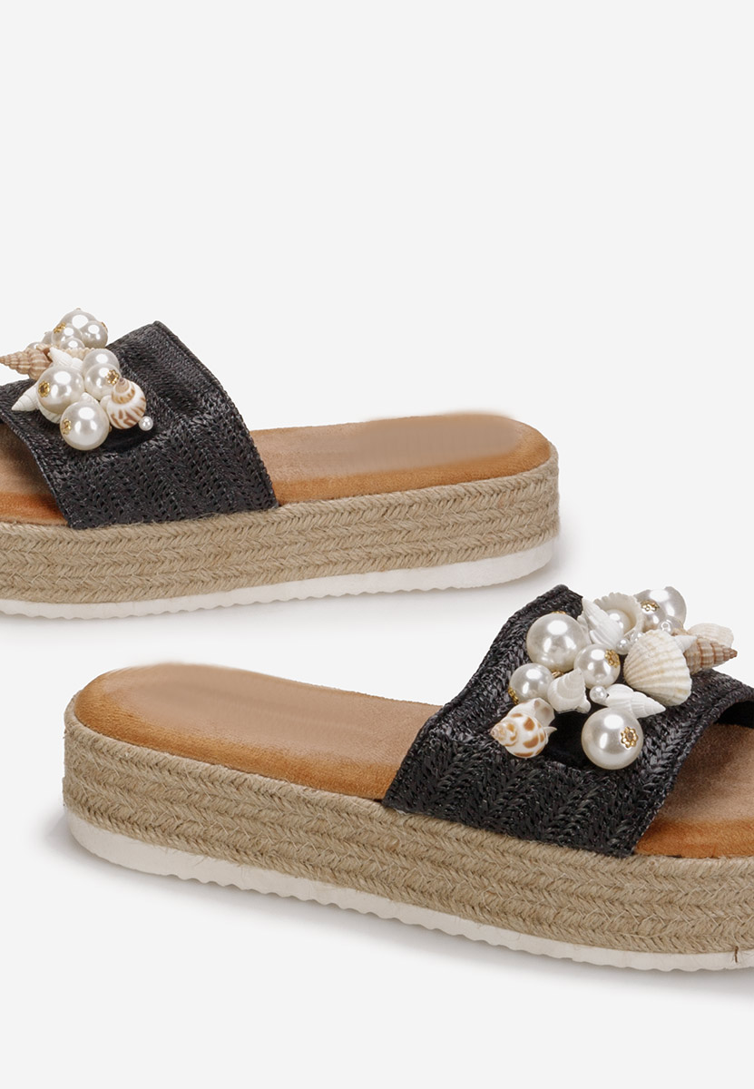 Papuci cu platforma Pela negri - Zapatos