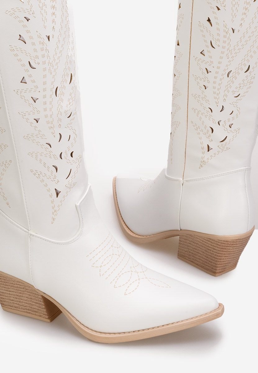 Cizme cowboy dama Indaia V3 albe - Zapatos