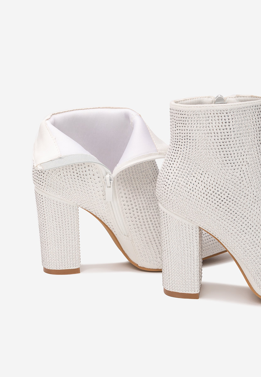 Botine cu toc gros Glira albe - Zapatos