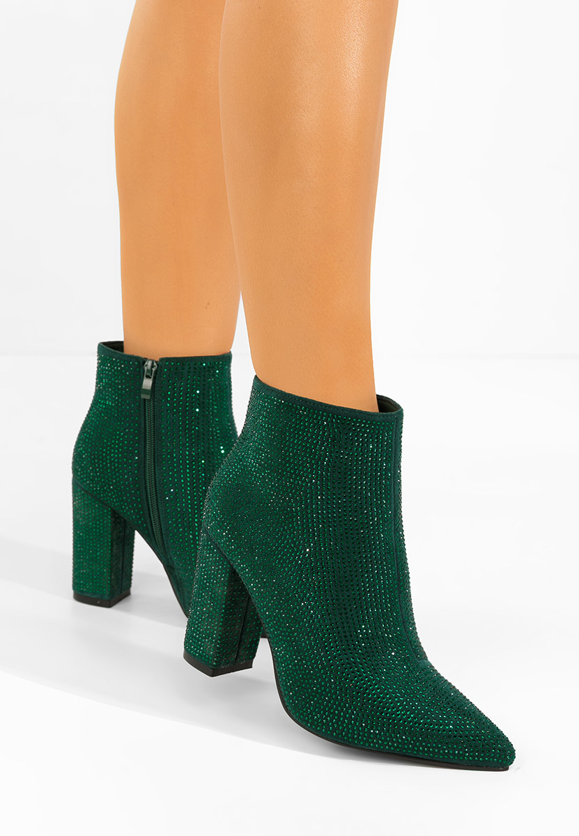 Botine cu toc gros Glira verzi - Zapatos