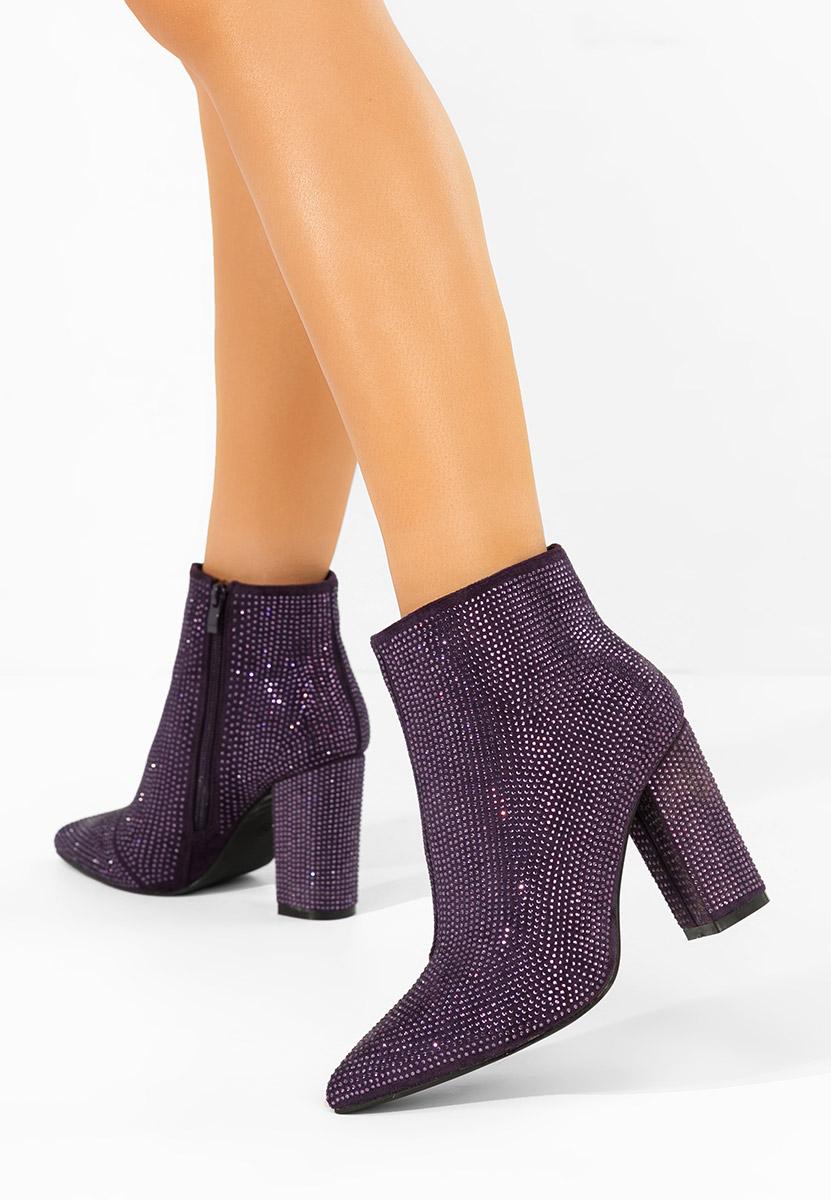 Botine cu toc gros Glira mov - Zapatos