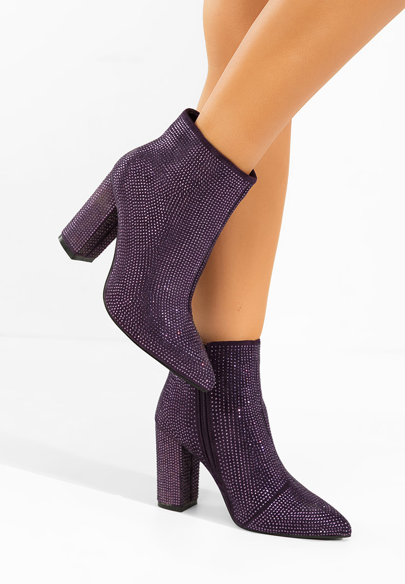 Botine cu toc gros Glira mov - Zapatos