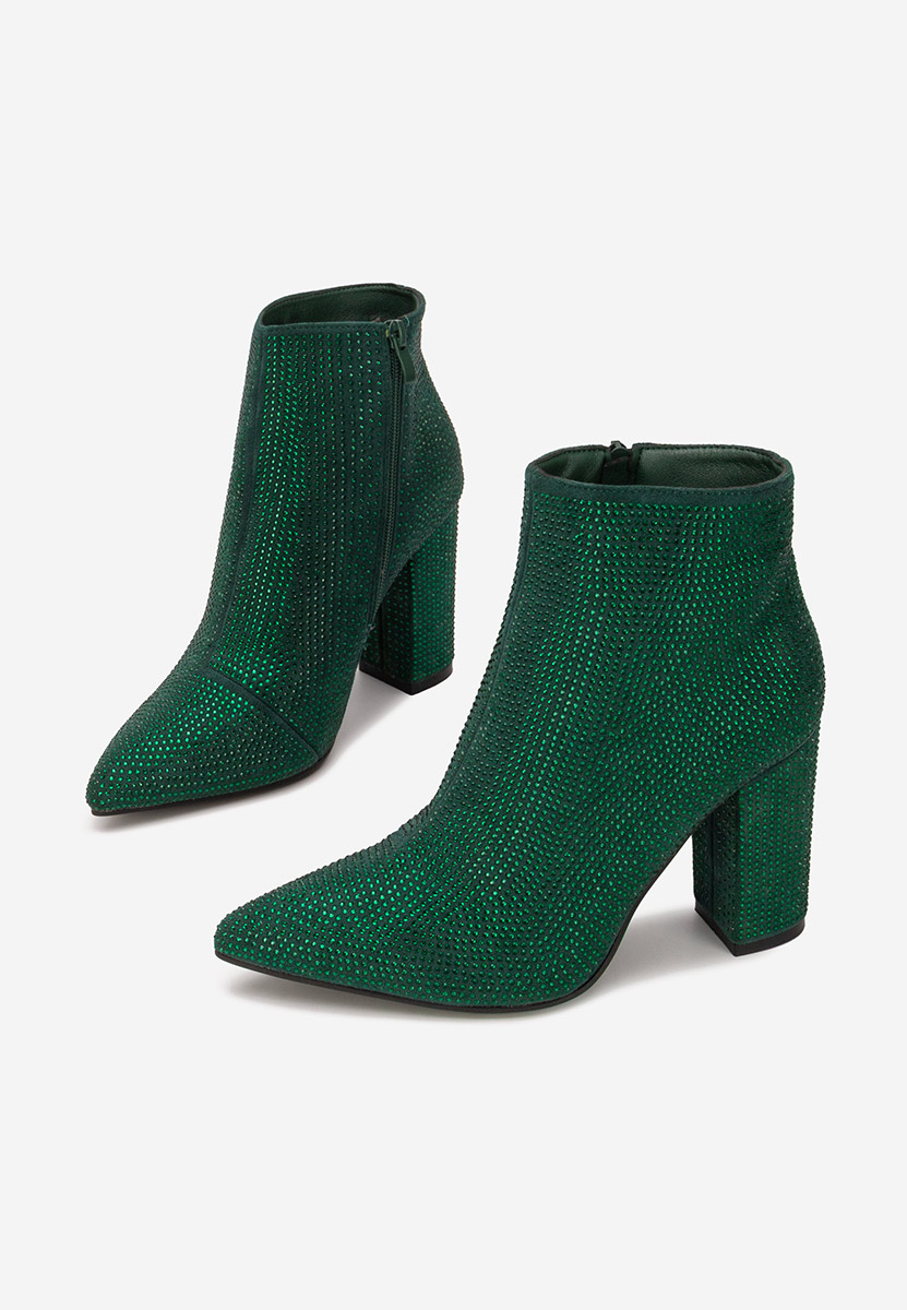 Botine cu toc gros Glira verzi - Zapatos