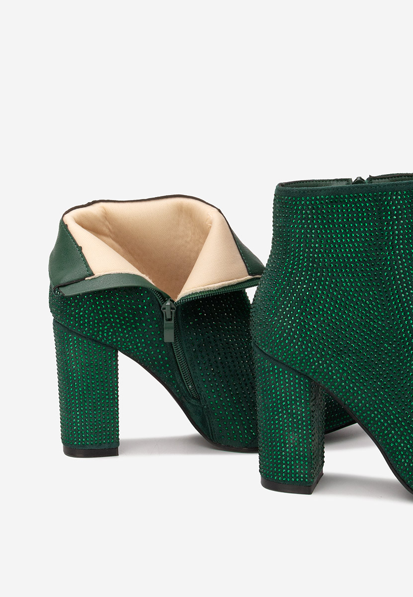 Botine cu toc gros Glira verzi - Zapatos